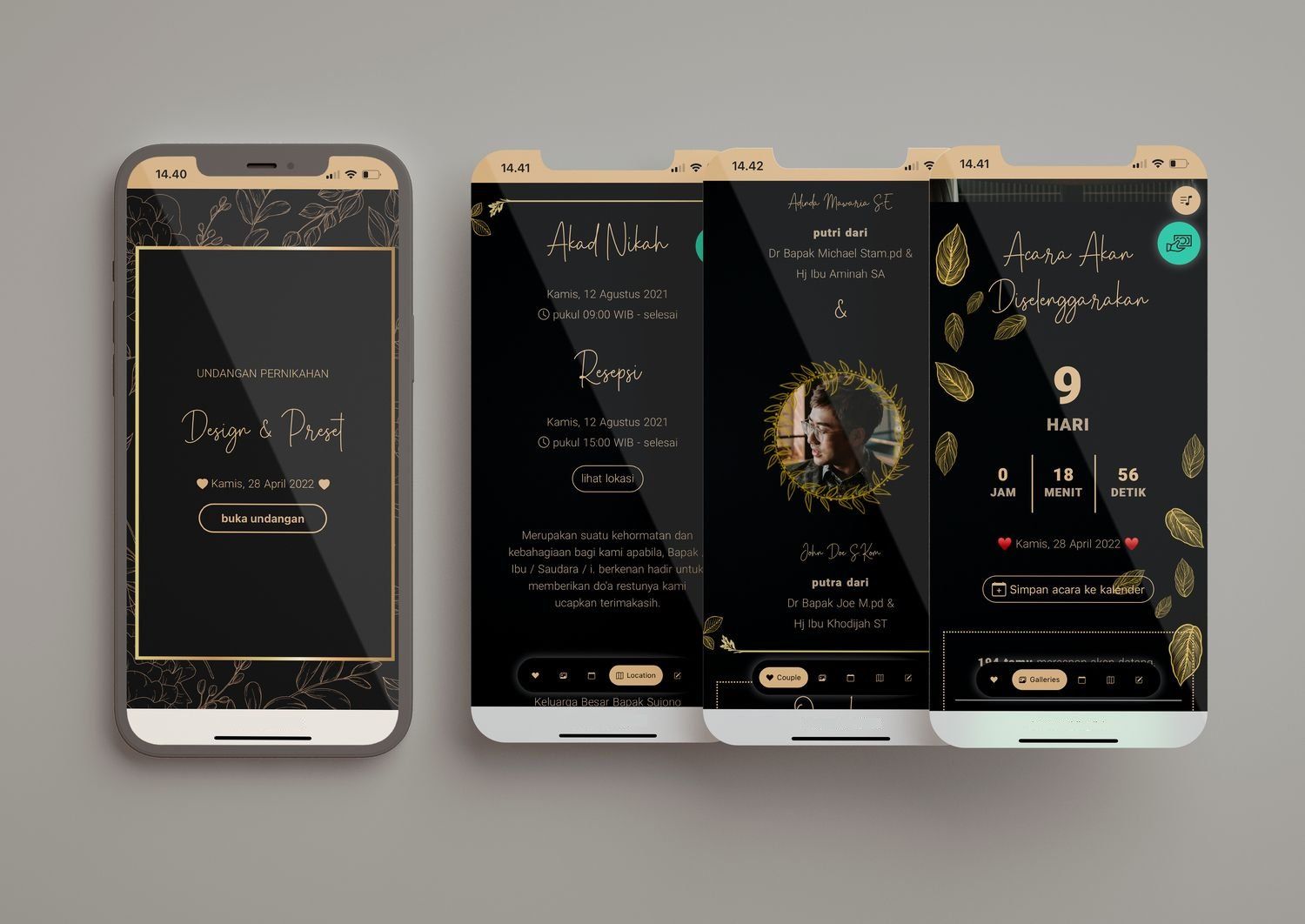 Preset Black & gold - Our Wedding Link