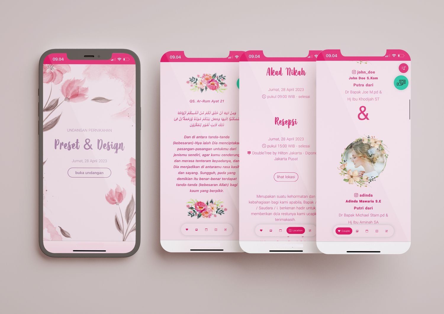 Preset Pink Rose Gold - Our Wedding Link